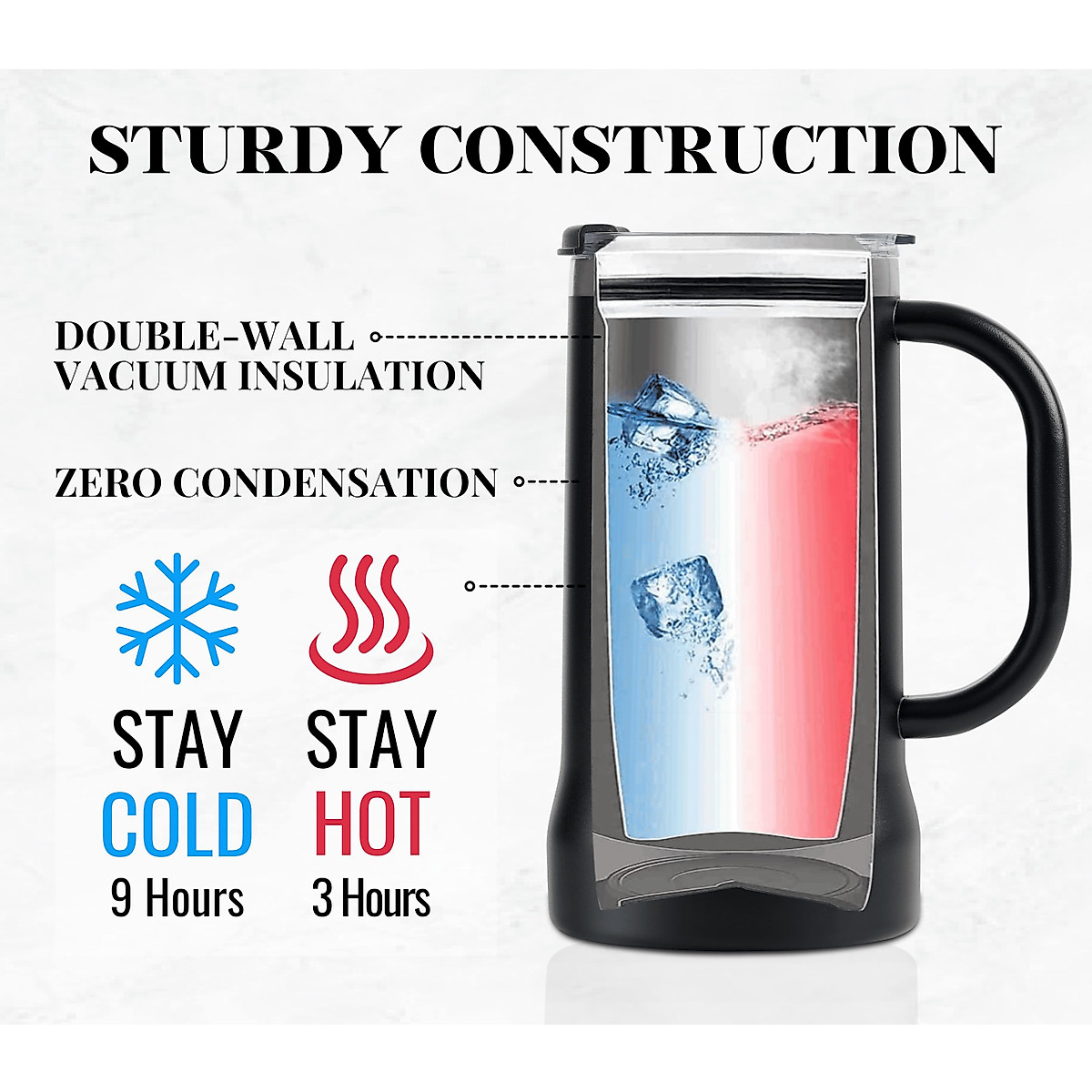 Onebttl Personalized Beer Stein, Beer Mug with Handle - Gifts for Beer Lovers, Men Who Have Everything on Birthday, Christmas - Customized Monogram 24 oz Double Wall Stainless Steel Cup, B