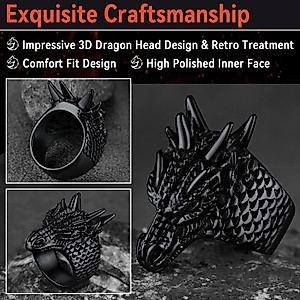 FaithHeart Punk Dragon Ring for Women Hip-hop Design Nordic Mythology Jewelry for Male
