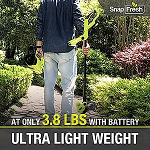 SnapFresh Battery Operated Lawn Trimmer, 20V Line String Trimmer with 13 ft 0.065” Trimmer Line Replacement Spools, 2.0Ah Battery, Fast Charger (Cordless String Trimmer)