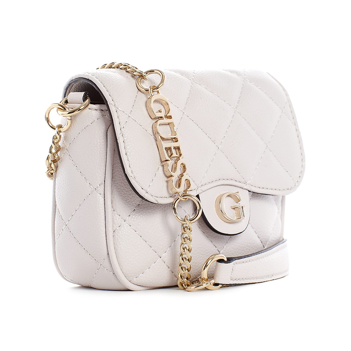 GUESS womens Gillian Mini Crossbody Flap, Stone, one size US