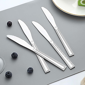 Gymdin 24-Piece Dinner Knives Set, 8.1" Square Handle Knives Set, Butter Knife, Food Grade Stainless Steel Table Knife, Dishwasher Safe & Mirror Polished, Knives Silverware for Home/Restaurant/Kitchen