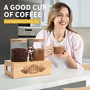 Glass Coffee Containers With Central Perk Shelf, Friends TV Show Coffee Bean Storage Jar Merchandise Gifts, 2pcs 49oz Coffee Grounds Container With Spoon And Funnel, Coffee Canister For Ground Coffee