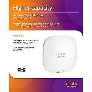 HPE Networking Instant On Access Point AP22 2x2 WiFi 6 Indoor Wireless Access Point | Long Range, Secure, Smart Mesh Support | Power Source Not Included | US Model (R4W01A)
