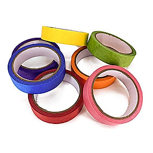 TradeGear Colored Masking Tape 7 Pk – 1 Inch x 15 Yards (45 Ft) - Rainbow Color Craft Paper Tape – Perfect for Art, Labeling, Color Code, Classrooms, Painters, Kids, Home, Office, DIY