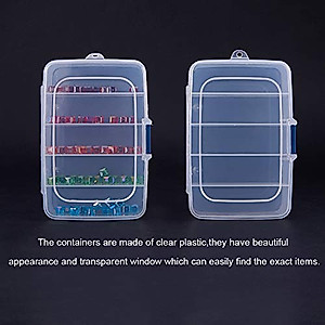 PH PandaHall Organizer Box with Dividers, 4 Pack 5 Grids 5.5x3.5x1.3" Jewelry Dividers Box Organizer Clear Plastic Bead Case Storage Sorting Container for Beads Jewelry Nail Art Lipstick Crayon Small Items Craft Findings