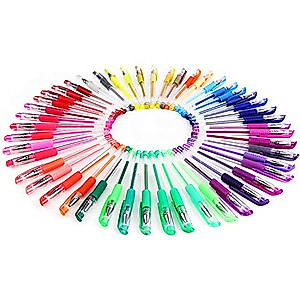 Larkpad 48 Color Gel Pen Set with Portable Nylon Case-24 Glitter 8 Metallic 6 Neon 6 Pastel 4 Classic for Adult Coloring Drawing Note Taking (48 Pens)