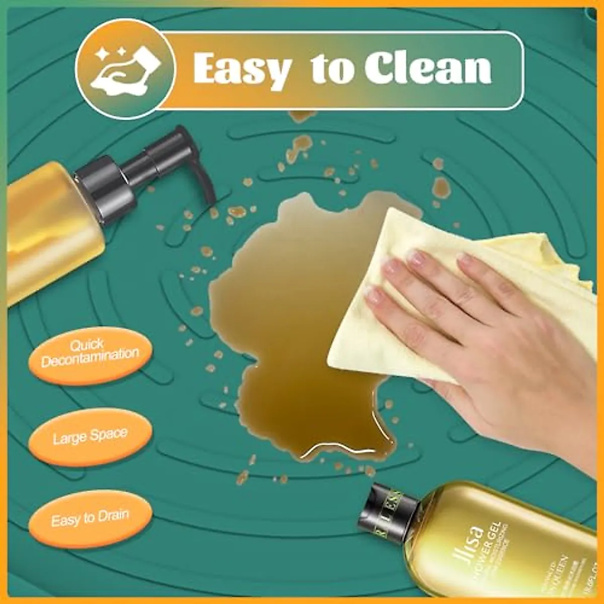 Sifxouped Under Sink Mat Waterproof Kitchen Sink Mats Sturdy Protectors 22"x34" for Bathroom Excellent Fit Easy to Clean (Green)