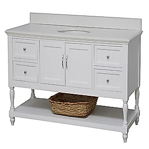 Beverly 48-inch Bathroom Vanity (White/Quartz): Includes White Cabinet with Stunning Quartz Countertop and White Ceramic Sink