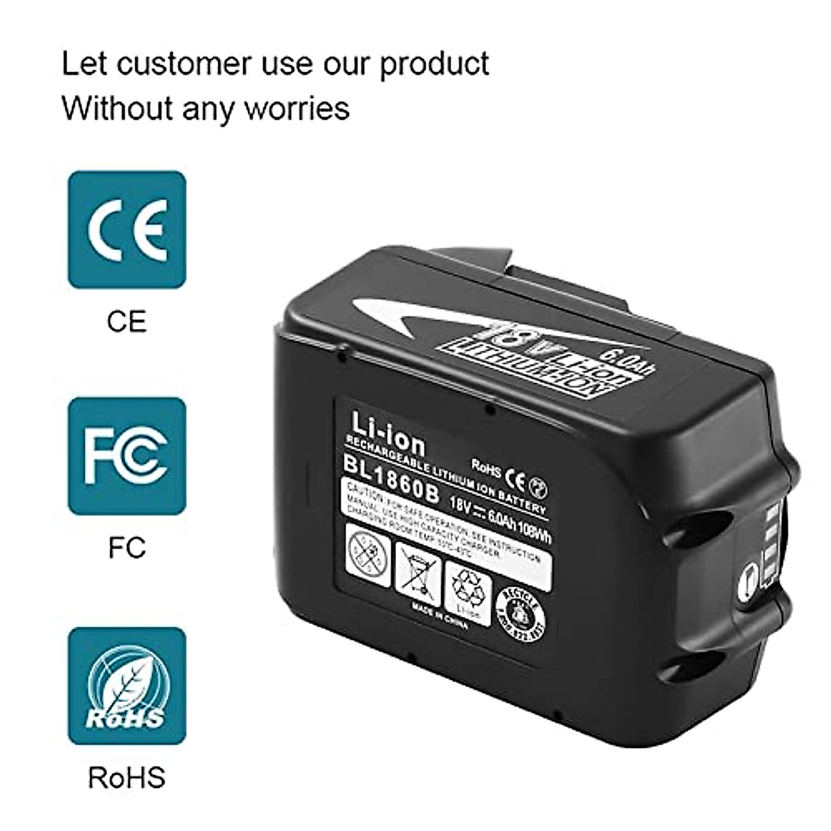 2Packs Upgraded 6.0Ah 18V BL1860B Replacement Lithium-ion Battery Compatible with Makita 18 Volt Battery with LED Indicator BL1860 BL1850 BL1840 BL1820 BL1815B LXT400 Cordless Power Tools