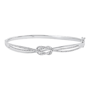 Dazzlingrock Collection Round White Diamond Infinity Knot Bangle Bracelet for Her (Diameter 2.75 inch, 0.25 ctw, Color I-J, Clarity I2-I3) in 925 Sterling Silver