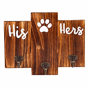 TBFM His Her Dog Key Holder – Unique 10 x 8 His and Hers Keyholder and Dog Leash Hanger with 3 His Hers Key Hooks/Paw Key Hanger for Entryway & Housewarming Gifts for Couples Key Holder for Wall