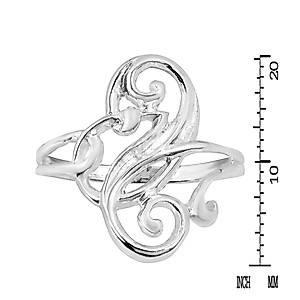 AeraVida Classic Filigree Swirl .925 Sterling Silver Ring | Statement Fashion, Promise Ring, Couple Unisex Ring | Size 9