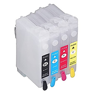 Hilitand 4Pcs Printing Ink Cartridge PP Material Ink Cartridge Printing Cartridge with Permanent Chip for Reusable Printer (T0561/T0562/T0563/T0564)