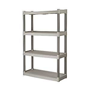 Plano Molding - 907003 907-003 4 Shelf Utility Shelving | Plastic Shelving for Organization & Storage Light Taupe