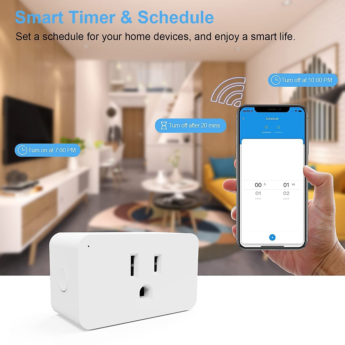 WiFi Smart Plugs 4 Pack, Smart Plugs That Work with Google Home for Voice Control Smart Outlet Plug with Timer APP Remote Control 1875W No Hub Required 2.4G Only, FCC and ETL Listed