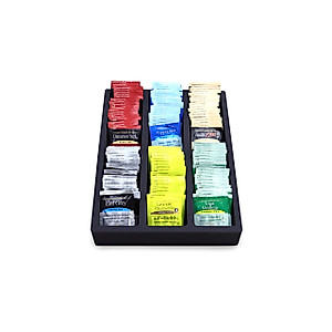 Polar Whale 2 Tea Bag Storage Deluxe Organizers Tray Drawer Bin Insert for Kitchen Home Office Condiments Packets Waterproof Washable Black Foam 6 Compartment 10.9 X 14.9 Inches