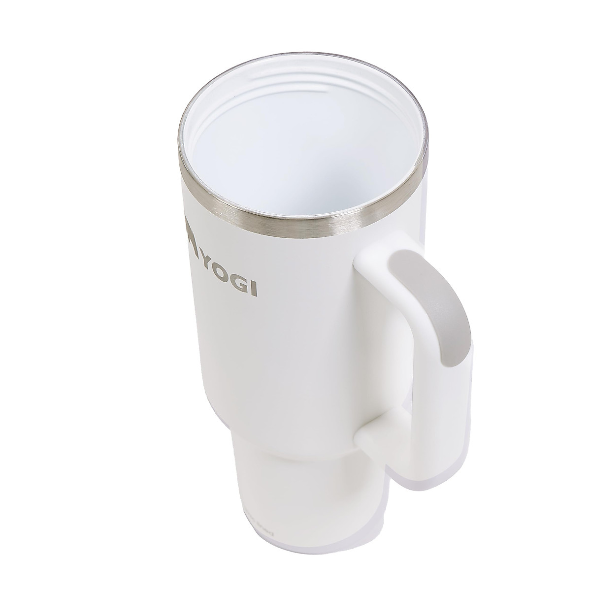 YOGI Ceramic Lined Tumbler with Handle and Straw Lid, Stainless Steel Travel Mug & Water Tumbler, Vacuum Sealed Cup with Handle - 40oz Arctic White