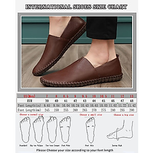 Men's Genuine Leather Loafer Shoes Slip On Soft Walking Driving Shoes,Dark Brown,44EU=10 M US