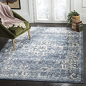 SAFAVIEH Charleston Collection Area Rug - 8' x 10', Navy & Creme, Oriental Distressed Design, Non-Shedding & Easy Care, Ideal for High Traffic Areas in Living Room, Bedroom (CHL411N)