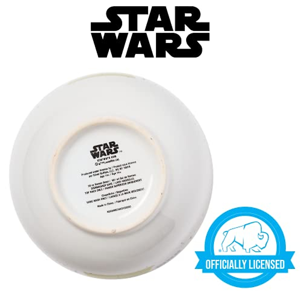 Silver Buffalo Star Wars Mandalorian Baby Yoda Grogu Nom Nom Ceramic Ramen Noodle Rice Bowl with Chopsticks, Microwave Safe, 20 Ounces