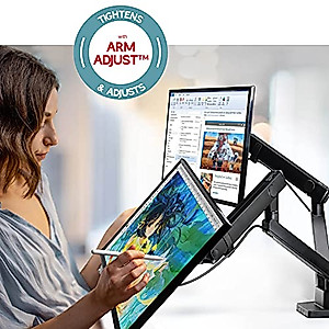 Dual Monitor Arm, Dual Monitor Mount, Dual Monitor Desk Mount up to 32 Inch Computer Screens, Dual Monitor Stand VESA Mount, Monitor Mount & Monitor Arms for 2 Monitors, Computer Monitor Arms in Black