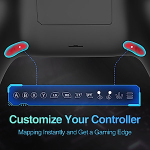 AUGEX Wireless Controller for PS4, PS5, PC & Phone, Gamepad with Turbo, Remappable Buttons, Ergonomic Design, Black