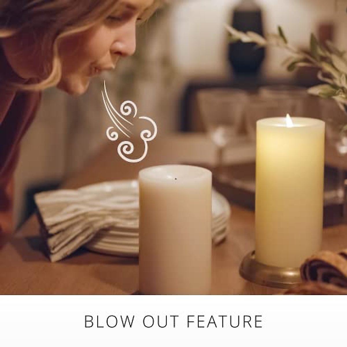 Luminara Wick to Flame Bundle Set with Real Wax LED Tealight Set with a Remote Control, Ultra Realistic Pillar and Tealights