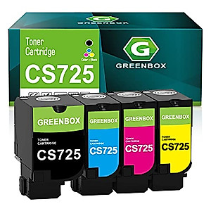 GREENBOX Compatible CS725 High Yield Toner Cartridge Replacement for Lexmark CS725 74C10K0 74C10C0 74C10Y0 74C10M0 for CS720 CS720de CS720dte CS725 CS725de CS725dte CX725 CX725de CX725dte Printer