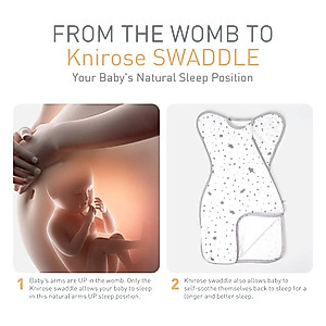 Knirose Swaddle Blanket Sleep Sack with Arms Up Design 2 Packs, Hands Up Sleeping Sack 3-Way Transitions to Arms-Free Wearable Sleeping Bag for Newborn Baby Boys Girls Snug Fit Calms Startle Reflex