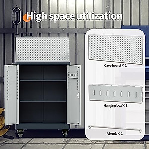 VCGGAIP Metal Storage Cabinet - Garage Storage Cabinet with 2 Doors and 4 Adjustable Shelves,Steel Lockable Garage Cabinets for Office,Home,Garage (Dark Gray and Light Gray, 43 Inch)