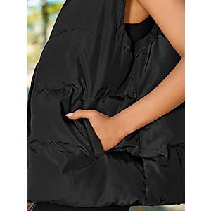 AUTOMET Puffer Vest Women Sleeveless Zip Up Outerwear Warm Puffer Lightweight Down with Pocket Fall Winter Jackets Coats 2025 Black M