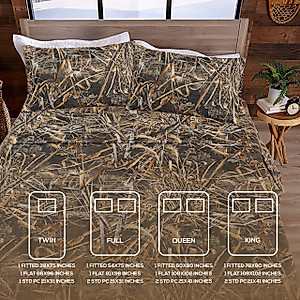 VISI-ONE Realtree Max-5 Camouflage Bed Sheets - 4 Piece Camo Bedding King - Premium Polycotton Hunting Sheet Set - Machine Washable Outdoor Bedding Set (King Size)