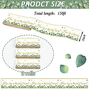 gisgfim 150ft Baby Shower Games Belly Measuring Tape for Baby Shower Gender Reveal Tummy Measure Baby Bump Tape Supplies Measure Tape Game Party Favors for How Big Is Mommys Belly Game(Eucalyptus)