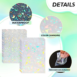 200 Pieces Double Side Holographic Card Sleeves Include 100 Pieces Broken Glass and 100 Pieces Gemstone Little Star Laser Photo Card Sleeves Kpop Photo Card Sleeves for Kpop Photo Cards, 61 x 88 mm