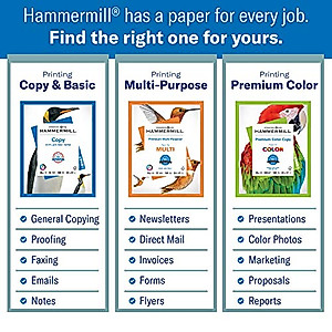 Hammermill Colored Paper, 20 lb Blue Printer Paper, 8.5 x 11-1 Ream (500 Sheets) - Made in the USA, Pastel Paper, 103309R