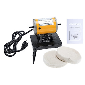 LuckyHigh Electric Dual 4-1/4" Polisher Buffer Bench Top Machine Variable Speed Mini Jewelry Bench Polisher for Jewelry, Wood, Silver, Amber Polishing