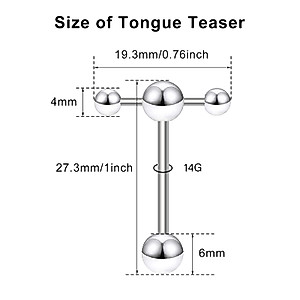 CrazyPiercing Tongue Teaser 316L Surgical Steel Double Barbell with Slave Ring