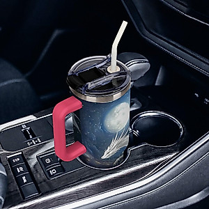 White Dragon Soaring Moon Moonlight 40oz Water Bottle Double Wall Insulated Tumbler with Handle Leakproof Travel Mug Light Rose Red-style