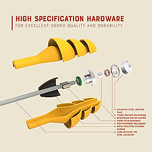 Elgin Ruckus+ Earplug Earbuds with Mic, 25 dB Noise Reduction Wired Earbuds, Safety Ear Plugs Headphones, OSHA Compliant Hearing Protection for Work Construction Industrial, Sweatproof Headphones