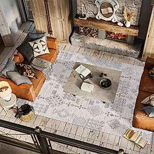 JONATHAN Y MOH302A-8 Bhalil Berber Diamond Geometric Indoor Farmhouse Area-Rug Bohemian Casual Easy-Cleaning Bedroom Kitchen Living Room Non Shedding, 8 X 10, Beige,Gray