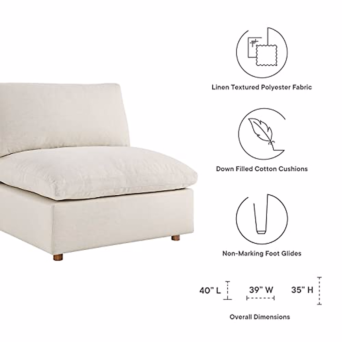 Modway Commix Down-Filled Overstuffed Upholstered 4-Piece Sectional Sofa Set