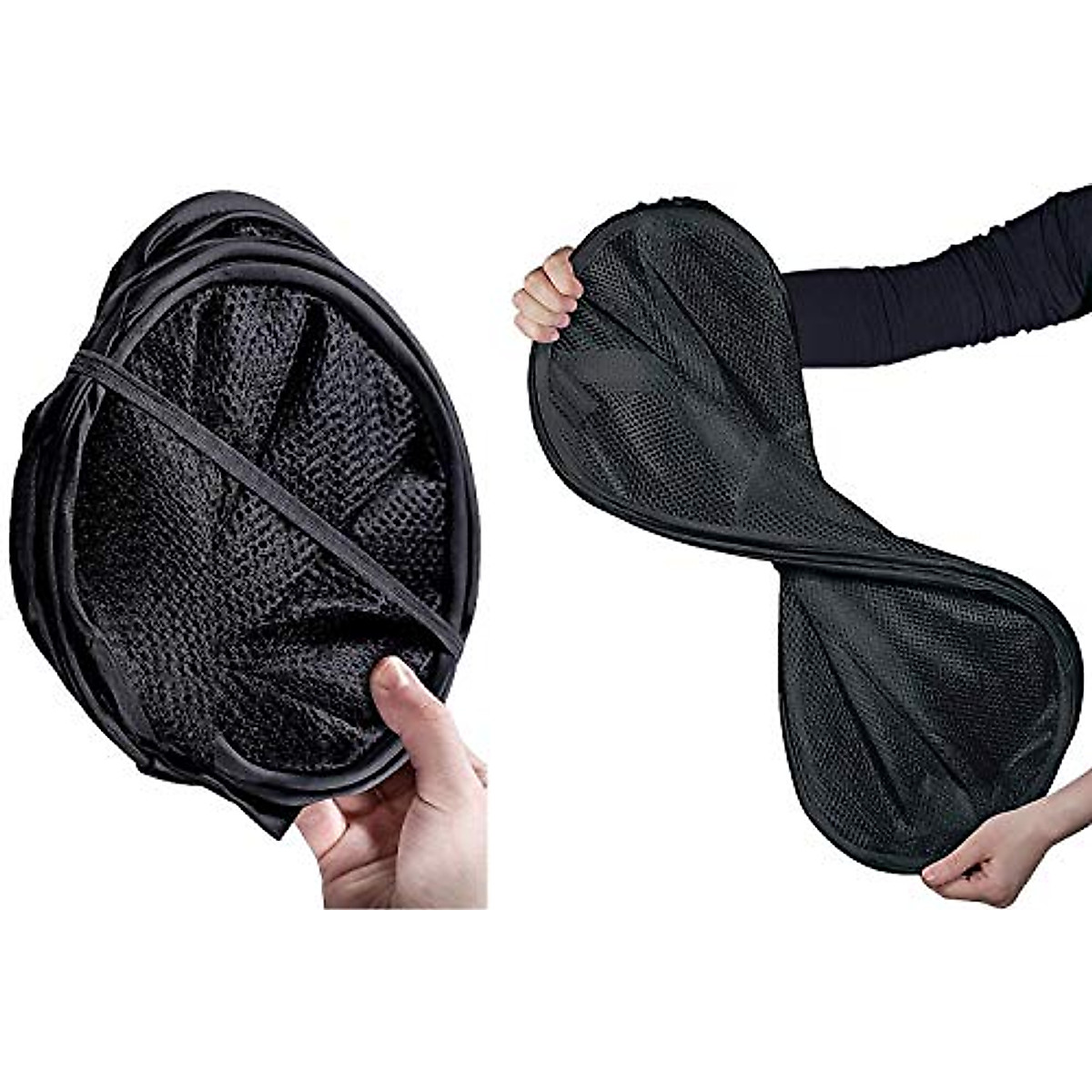 SunCaptor Mesh Popup Laundry Hamper - Portable, Durable Handles, Collapsible for Storage and Easy to Open. Folding Pop-Up Clothes Hampers are Great for The Kids Room, College Dorm or Travel. (Black)