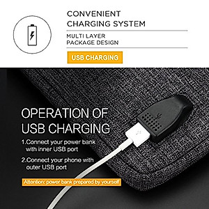 DOMISO 14 Inch Waterproof Laptop Bag Canvas with USB Charging Port Headphone Hole for 14" Laptops/Apple/Acer Chromebook 14 / HP Pavilion 14 Stream 14 / Lenovo/Dell/MSI, Dark Grey