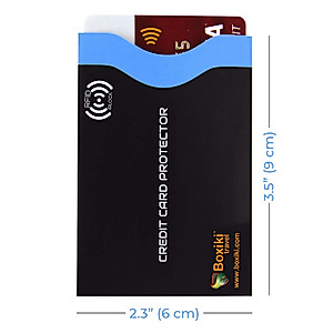 Boxiki Travel Set of 12 RFID Blocking Sleeves Best way to Protect your Cards from Electronic Theft. Durable, Lightweight and Compact Design to fit in any Pocket or Purse. (Navy Blue)