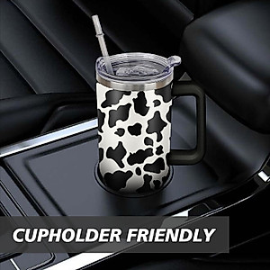 wxmbdzq 40 oz Cow Tumbler with Handle and Straw Lid,Leak Proof Travel Stainless Insulated Tumbler,Cup Holder Friendly,Perfect for Outdoor Travel Car and Sports