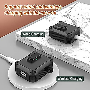 RFUNGUANGO Airpods 2nd & 1st Generation Case Cover Automatic Pop-up with Secure Lock Clip, Full-Body Shockproof Hard Protective Cover with Keychain- Black