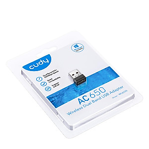Cudy 650Mbps Nano Size USB WiFi Adapter, Dual Band 5GHz/2.4GHz Wireless Adapter for PC or Laptop, Windows, Mac OS