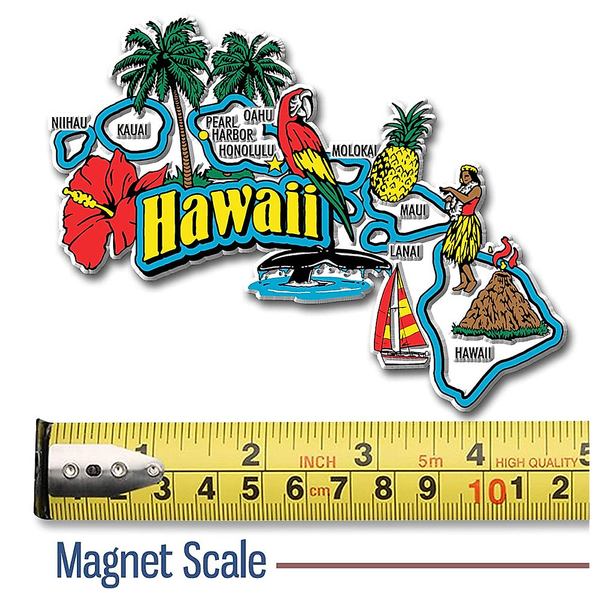Hawaii Jumbo State Magnet by Classic Magnets, 4.7" x 3.6", Collectible Souvenirs Made in The USA