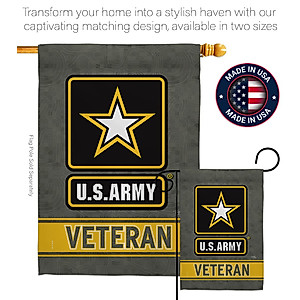 Breeze Decor US Army Veteran Garden Flag - Armed Forces Rangers United State American Military Retire Official - House Decoration Banner Small Yard Gift Double-Sided Made in USA 13 X 18.5