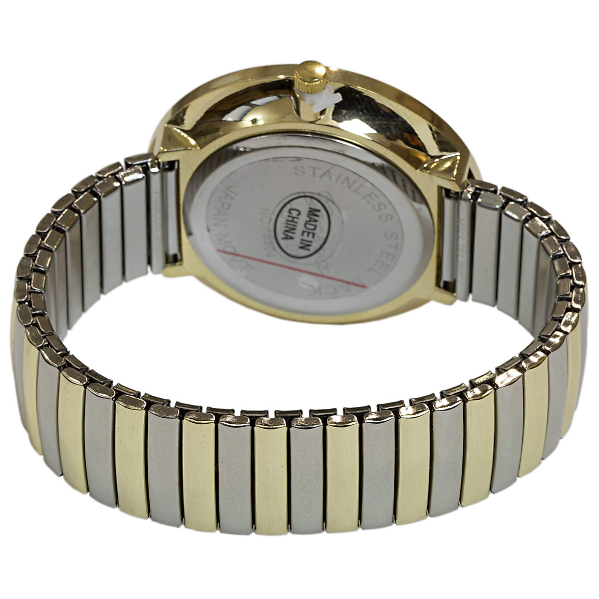 Super Large Face Easy to Read Two-Tone Stretch Band Watch